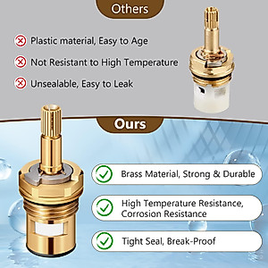 Enhon 2 Pack Faucet Cartridge Compatible with American Standard 994053-0070a or 994053-0070a/H Bathroom Kitchen Bathtub Faucet Stem Replacement, 4z-24h Hot and Cold Replacement Stem, Brass