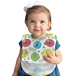 Bibsters Sesame Street Large Disposable Bibs with Patented Crumb-Catcher, Leakproof Liner, and Reusable Fastener -Age 6 Months and Up 32 count (Pack of 1)