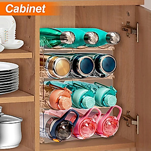 Water Bottle Organizer for Cabinet & Stackable Cup Organizer for Cabinet,3 Tier Cup Organizer for Sports Flask Insulated Travel Mug Fridge, White,Wine Drink Rack for Kitchen Countertop Freezer Pantry