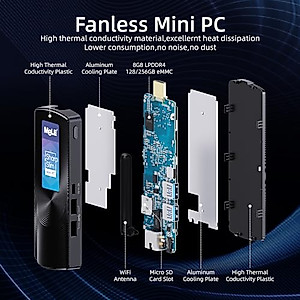 MeLE Fanless Mini PC Stick PCG02 Celeron J4125 8G LPDDR4 128G eMMC Small Desktop Computer Support 4K HDMI,2.4G/5.0G Dual Band WiFi,BT 4.2,Gigabit Ethernet and USB 3.0 for Iot Office