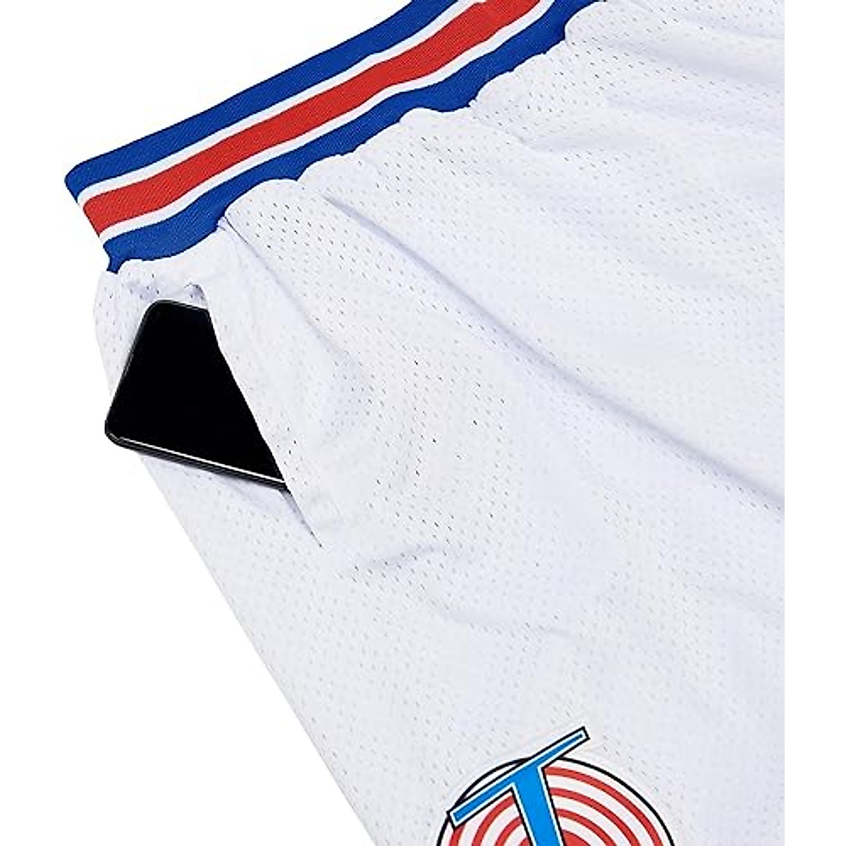 CAIYOO Space Movie Mens Basketball Shorts 90S Hip Hop Athletic Shorts (US, Alpha, Large, Regular, Regular, White)