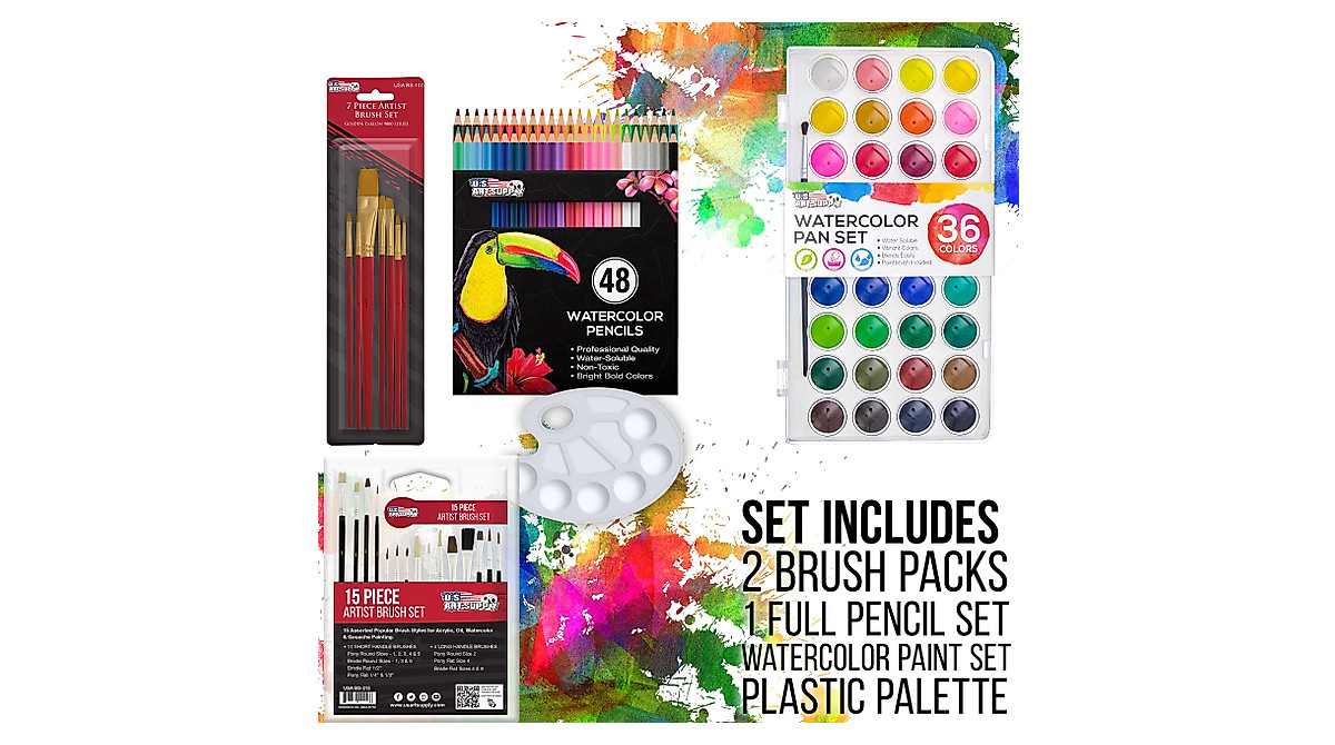 136-Piece Deluxe Watercolor Painting Set - Create Art Today
