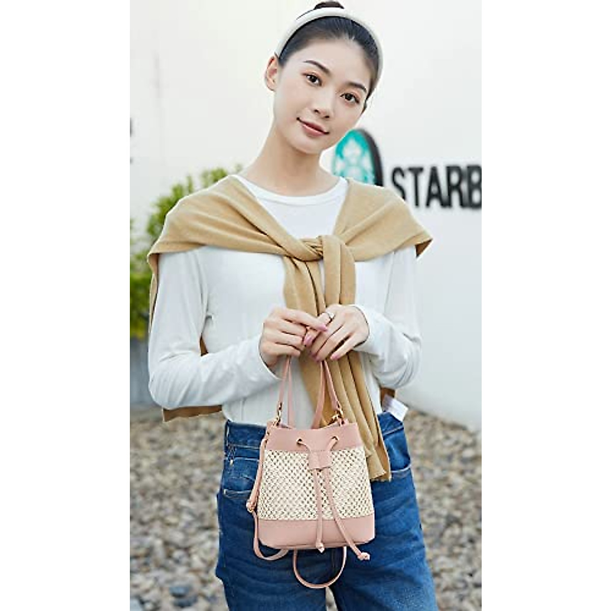 Straw Bag for women Summer Beach Bag Woven Hobo Handbag Work Tote Bag Vacation Bucket Bag Crossbody Purse