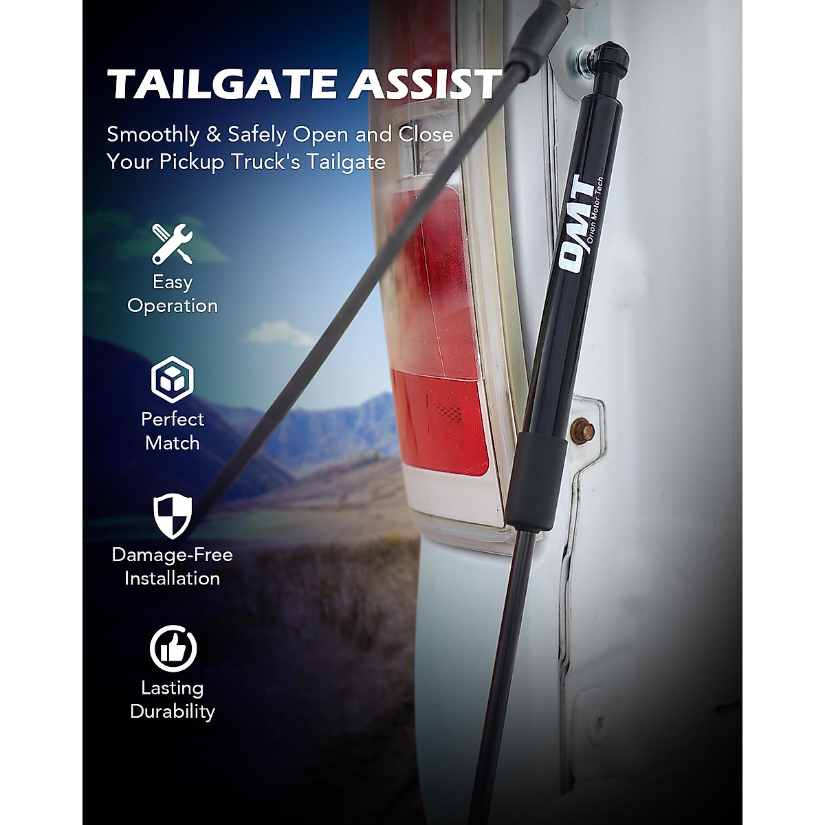 Orion Motor Tech Truck Tailgate Assist, Pickup Tailgate Lift Assist Kit, Truck Accessory Compatible with 2009 2010 2011 2012 2013 2014 2015 2016 2017 2018 2019 2020 2021 2022 Dodge Ram 1500 2500 3500