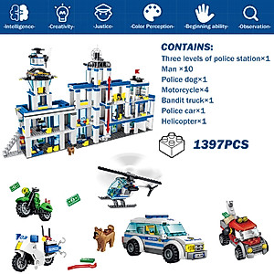 MOCREAR City Police Station Building Toy Set for Kids,Boys,1397 Pieces City Police Station Building Set, Police Station Mobile Command Center Building Blocks Kit Roleplay Toy Gifts