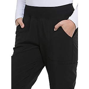 EDS Essentials Scrubs for Women, Yoga-Inspired Pull-On Pant with Four-Way Stretch and Moisture Wicking DK005, M, Black