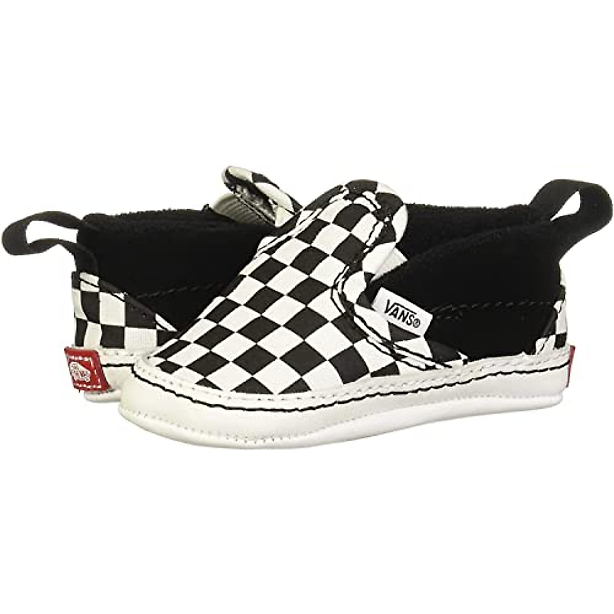 Vans, Infant Slip-On V Crib Sneakers (1, Black/True White Checkerboard)