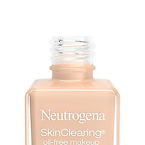 Neutrogena SkinClearing Oil-Free Acne and Blemish Fighting Liquid Foundation with .5% Salicylic Acid Acne Medicine, Shine Controlling Makeup for Acne Prone Skin, 40 Nude, 1 fl. Oz