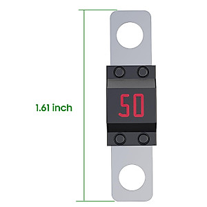 10L0L 498 Series 50 Amp DC Fuse for EZGO 36 Volt Powerwise Charger, Used on EZGO TXT, Medalist, MPT-800 Electric Golf Cart, Part# 0498050 28106G01 28106-G01