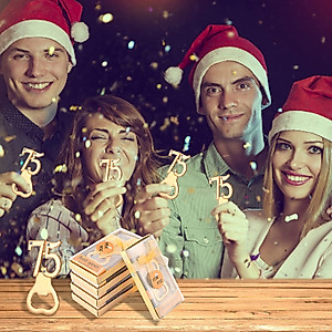 24Pcs Golden 75 Bottle Openers for 75th Birthday Party Favors Rhinestones Decorations for Wedding Anniversary Gifst Souvenrs or Keepsaks for Guests