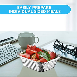 MontoPack Disposable Takeout Pans with Clear Lids | 1lb Capacity Aluminum Foil Food Drip Containers with Strong Seal for Freshness & Spill Resistance | Earth, Eco-Friendly & Recyclable 100Pack 5x4”