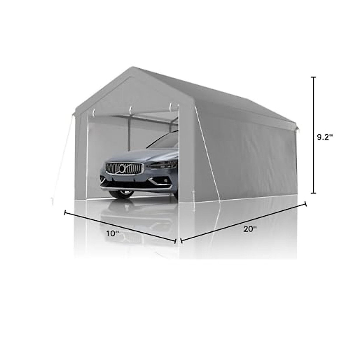 Carport 10'x20' Heavy Duty Canopy Steel,Portable Garage Party Tent,Portable Garage with Removable Sidewalls & Doors All-Season Tarp for Car,Truck,SUV,Party(Grey)