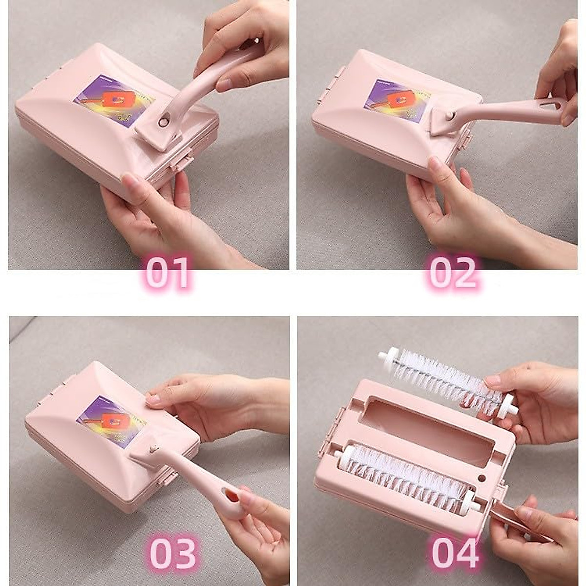 Carpet Debris Brush Carpet Brush,Handheld Carpet Table Double Roller Brush Head Carpet Table Brush Pet Hair Cleaning Brush Collector Brush