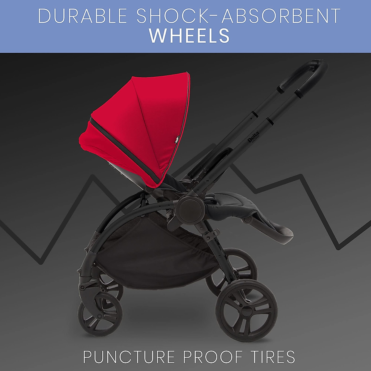 Delta Children Revolve Reversible Stroller, Red - Leather Handlebar; One Hand Easy Fold; Lightweight Shock-Absorbing Frame; Reclining Seat and Adjustable Footrest