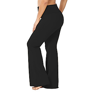 KQUZO Women's Plus Size High Waist 7/8 Compression Workout Leggings with Pocket 27" Inseam (Yoga_Flar_Black, 3X)