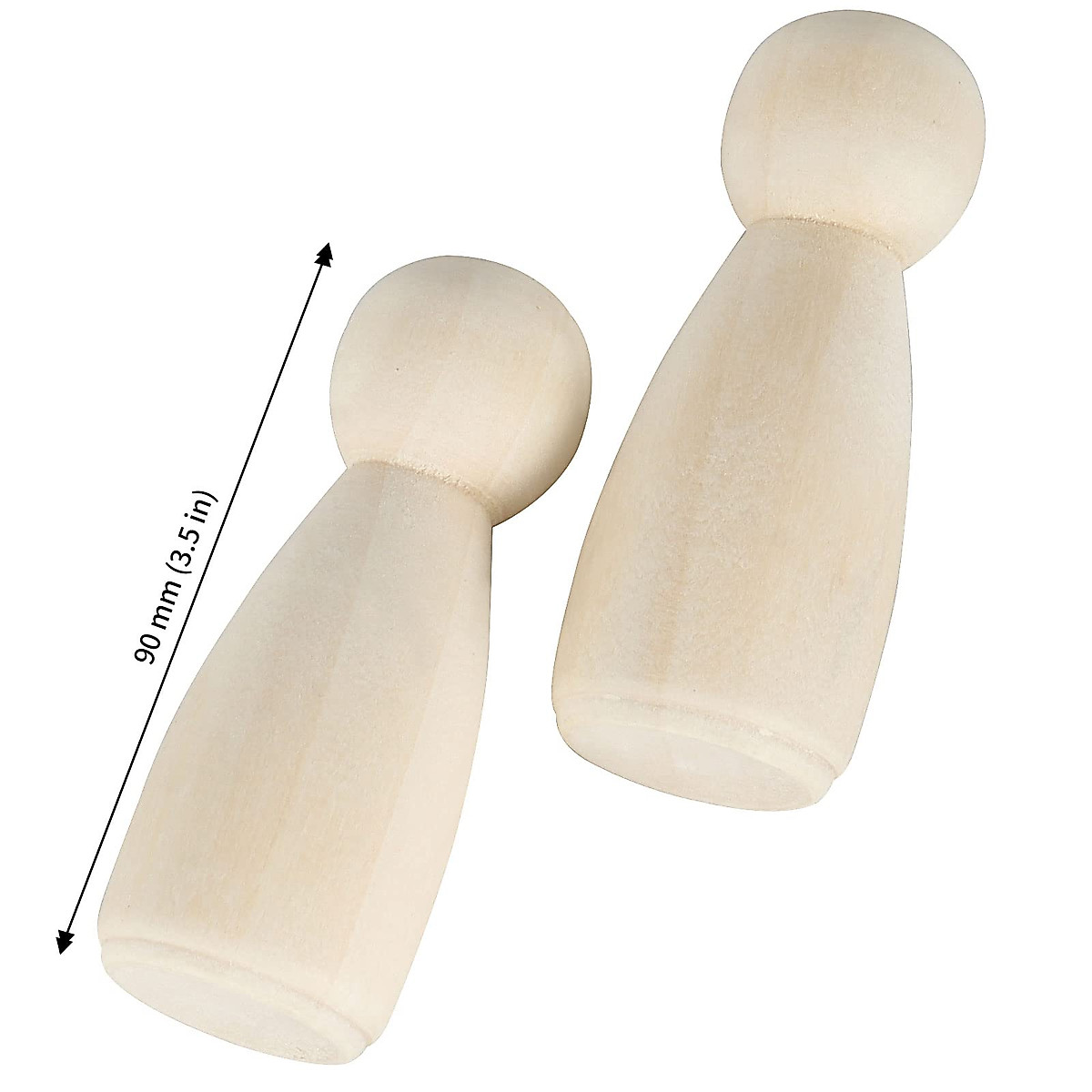 JAPCHET 50 Pack 3-1/2 Inch Large Wooden Peg Dolls, Unfinished Wooden Jumbo Peg People Wood Doll Bodies Figures for Painting, DIY Art Craft Projects, Home Decor