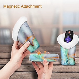 Fintie Plush Lined Double Eyeglasses Holder with Magnetic Base- Anti-scratch Premium Vegan Leather Glasses Stand Case, Emerald Marble