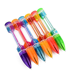 Special Supplies Liquid Motion Bubbler Pens, 6-Pack Colorful Hourglass Timer with Droplet Movement, Bedroom, Sensory Play, Cool Home or School (Pack of 6 Pens)