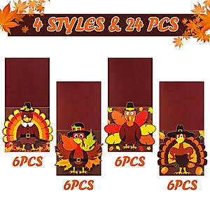 Fall Thanksgiving Cutlery Holder Set, 24 Pcs Thanksgiving Turkey Utensil Decor, Fall Harvest Dinner Table Decoration Family Gathering Party Supplies