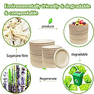 smilixin 150 Pack Paper Plates,100% Compostable 7 inch Paper Plates,Disposable Plates,Biodegradable Plates Made of Sugarcane Fiber,Heavy-Duty Paper Plates for Daily Meals Party Dinner (7 Inch)