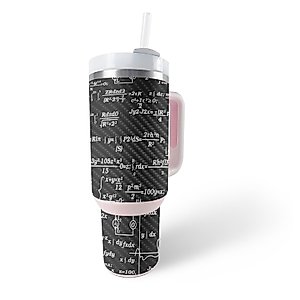MightySkins Carbon Fiber Skin Compatible with Stanley The Quencher H2.0 FlowState 40 Oz Tumbler - Mathematical | Protective, Durable Textured Carbon Fiber Finish | Easy to Apply