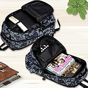 AGSDON Laptop Backpack, 16 Inch School Bag College Bookbag, Anti Theft Daypack Bags and Lunch Bag Set, Water Resistant Backpacks for Teens Boys Men Students(Black)