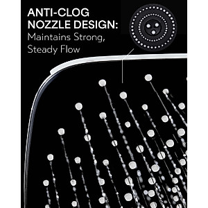 Veken Rain Shower Head, 11.8 Inch Large Rectangular Rainfall Showerhead, Adjustable Stainless Steel 11 inch Extension Arm, Detachable Waterfall Rain Fall Showerheads with Anti-Clog Nozzles, Chrome