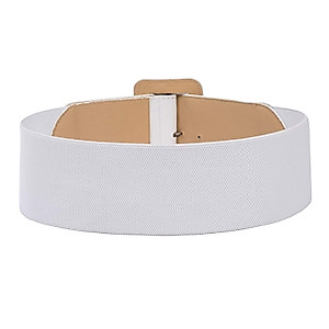 Hanna Nikole Women's Ladies Elastic Stretch Wide Vintage Waist Belt White Size M