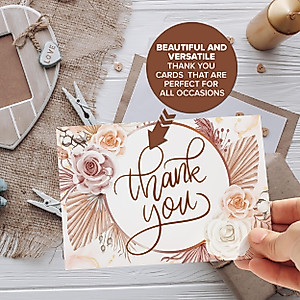 Decorably Thank You Cards with Envelopes & Stickers - 24 Pack Boho Thank You Cards with Envelopes, Blank Inside Baby Shower Thank You Cards Boho, 6x4in Baby Shower Thank You Cards with Envelopes Boho