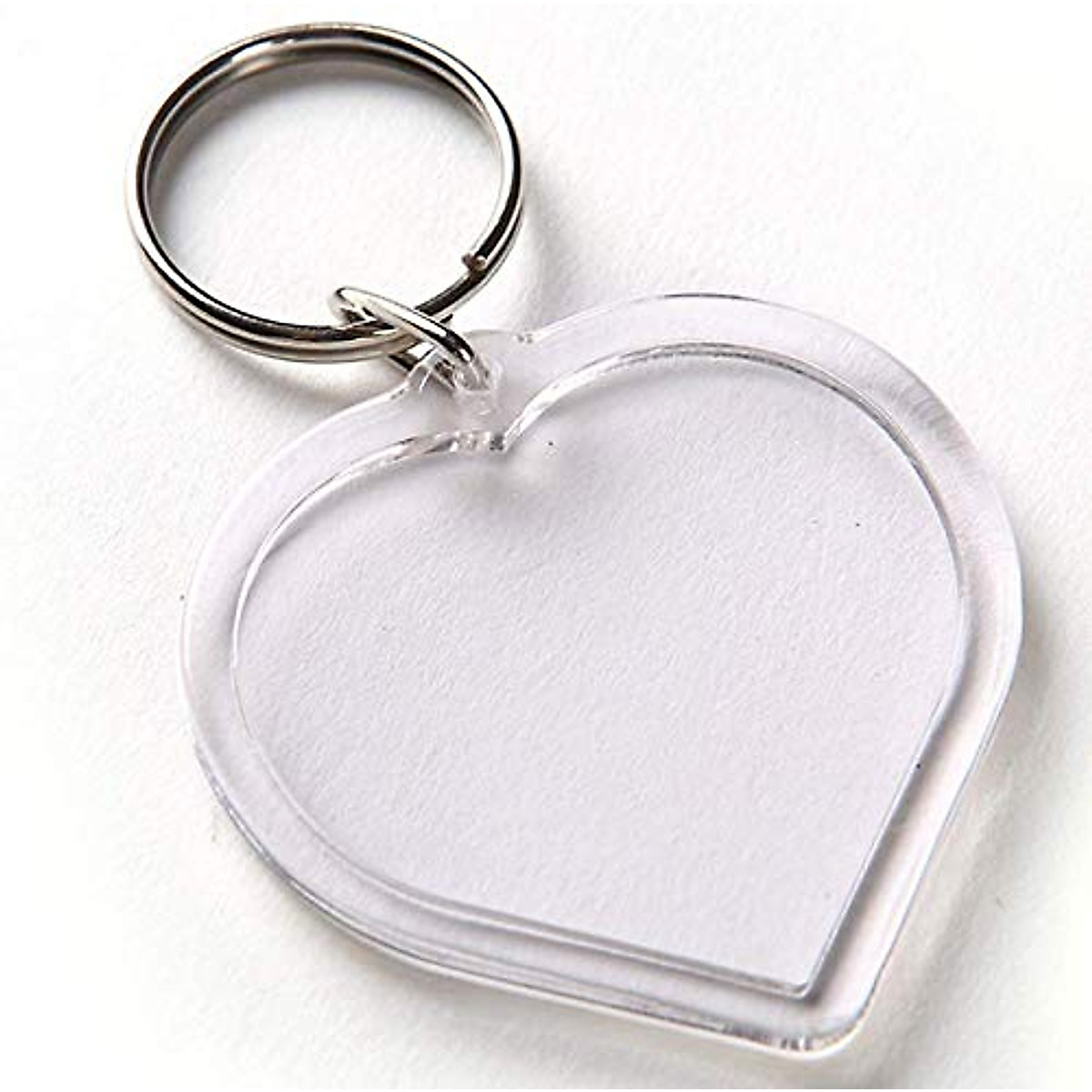 25Pcs Heart-Shaped Small Clear Acrylic Custom Personalised Insert Photo Picture Blank Frameless Frame Keychains Snap-in Key Chain Keyrings Key Holder for Family Lovers and Friends