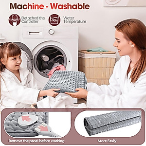 Heating Pad for Back Pain Relief, 17"x 33" Extra Large Electric Heating Pad for Cramps Neck Shoulder, XL Moist Heated Pad Gift for Women & Men, Auto Shut Off Heat Pad, Machine Washable, Light Gray