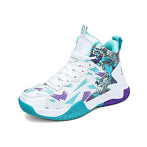 DAYUMKOU Boys Shoes Kids Basketball Shoes Girls Tennis Shoes Lightweight Breathable Walking Running Sports Shoes