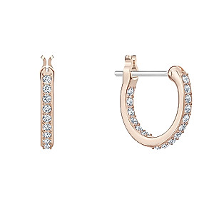 Swarovski Symbolica Collection Women's Dangling Mini Hoop Pierced Earrings, Rose-Gold Tone Finished with Clear Crystal Accents