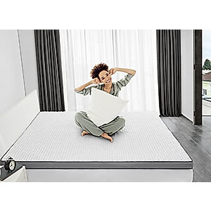 OWLLIGHT Mattress Topper Queen, 3 Inch Egg Crate Queen Memory Foam Mattress Topper, CertiPUR-US Certified Dual Layer Gel Infused, Removable & Washable Soft Cover, Relieve Pressure Points