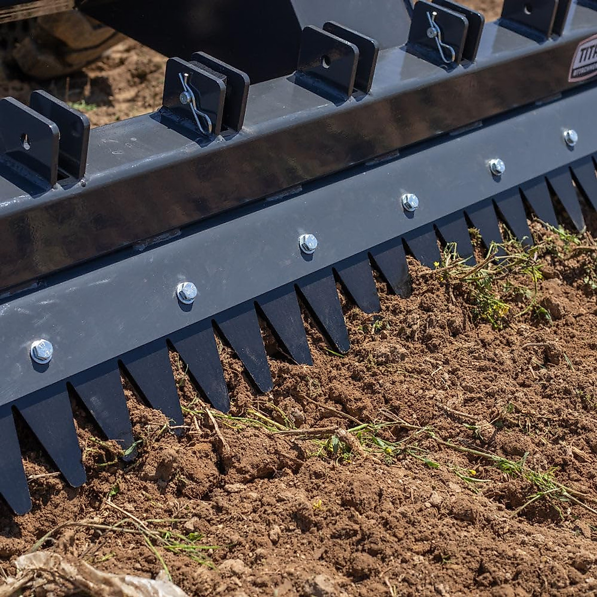 Titan Attachments 72in Ripper Scarifier Skid Steer Attachment, Quick Connect Landscape Rake with Ripper Comb