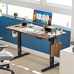 Standing Desk, Electric Height Adjustable Table with Memory Preset, Ergonomic Computer Workstation with T-Shaped Bracket Suitable for Home Office, 40 x 24 Inches, Rustic Brown