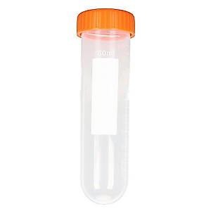 zoomto 50mL Centrifuge Tubes,50PCS Round Tubes Sterile,Leak-Proof Screw Caps(Orange), Plastic Container with Graduated and Write Marks, Non-pyrogenic, DNase/RNase Free, Human DNA-Free (Bag Pack)