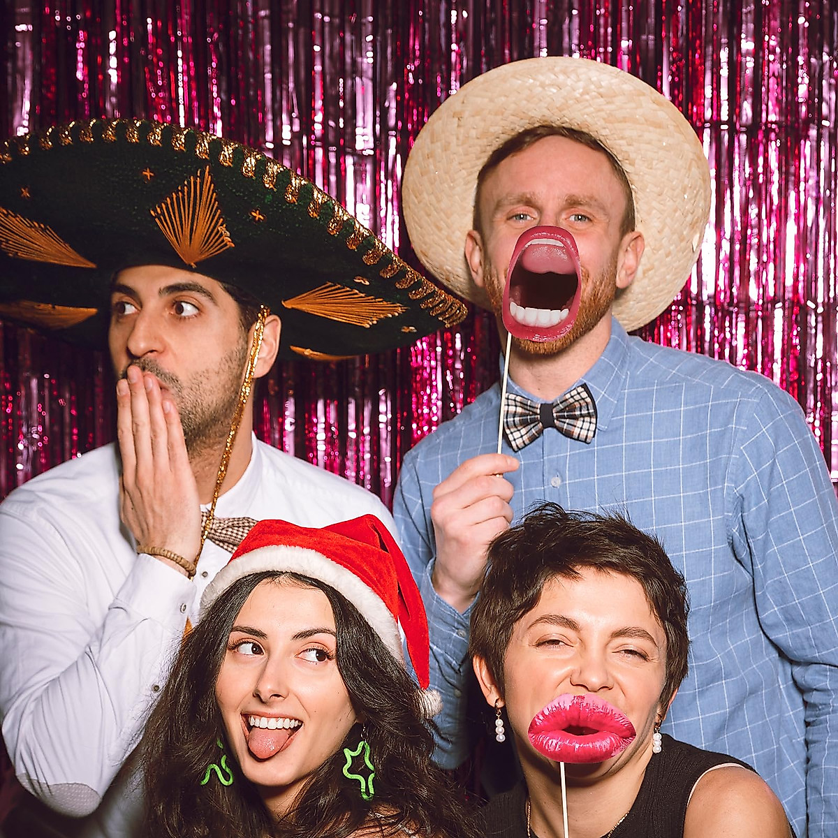 cobee Party Photo Booth Props, 20pcs Funny Mouth Lips Photo Booth Prop with Wood Stick Novelty Selfie Handheld Props for Carnival, Wedding, Birthday, Graduation, Party, Halloween Accessories(Style A)