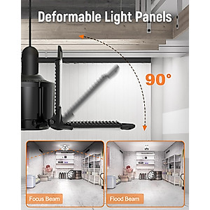 Adiding LED Garage Ceiling Light, 4 Pack 40000 Lm Bright Screw into E26 E27 Socket LED Basement Light with 6 Deformable Panels LED Shop Light 6500K for Pole Barn Workshop Attic Porch Storage Room