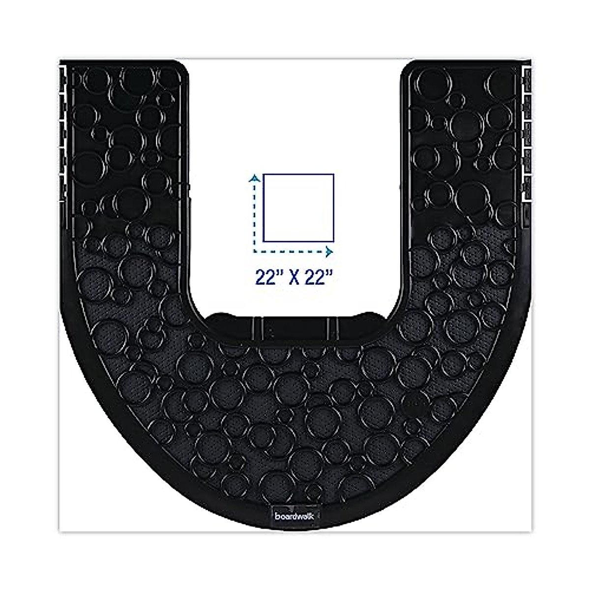 Boardwalk CMBB Commode Mat 2.0, Absorbant, Rubber, 22 x 22, Black, 6/Carton