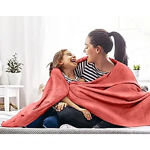 Utopia Bedding Coral 100% Cotton Blanket [Queen Size - 90x90 Inch] 350GSM Lightweight, Soft and Breathable Thermal Blanket for All Seasons