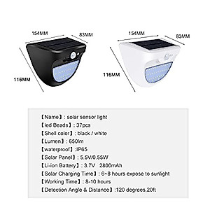 GSYFDZSWZX Fengyan Landscape Lights 1pack Outdoor LED Night Light Waterproof Solar PIR Motion Sensor Wall Lamp Auto Switch Solar Street Porch Path Fence Garden Lighting LED Street Lamp