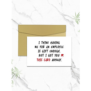 Fumnwoks Boss Day Card for Boss, Boss Birthday Card from Employee, Humorous Boss Day Gifts for Men Women, Happy Boss Day Card for Him Her,