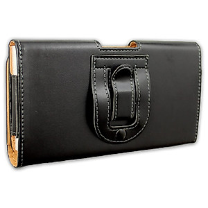 WAIR Genuine Durable Leather Pouch Phone Case for Microsoft Surface Duo 2 Black