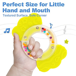 Baby Rattle Teething Toys for Babies 0-6-12 Months 10Pcs, Early Educational Infant Toys Gift Set for Boy Girl 3-6 Months, Newborn Sensory Toys Teether, Grab Shaker, Tummy Time Rattle with Storage Box