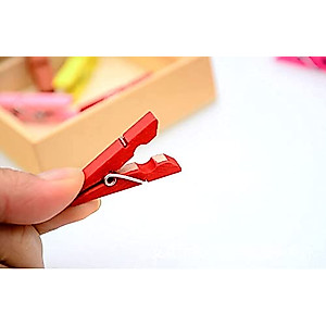 Colorful Wood Clothespins Color Wooden Clothes Pins Photo Paper Peg Pin Craft Clips 2.9",24pcs (Green) (Hot Pink)