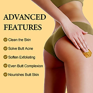 Butt Scrub Wash, Butt Scrub Exfoliator with Turmeric & Centella for Butt Acne Clearing Treatment, Booty Scrub Body Exfoliator for Thigh Acne, Ingrown Hair, Bikini, Razor bump, Cellulite Clearing