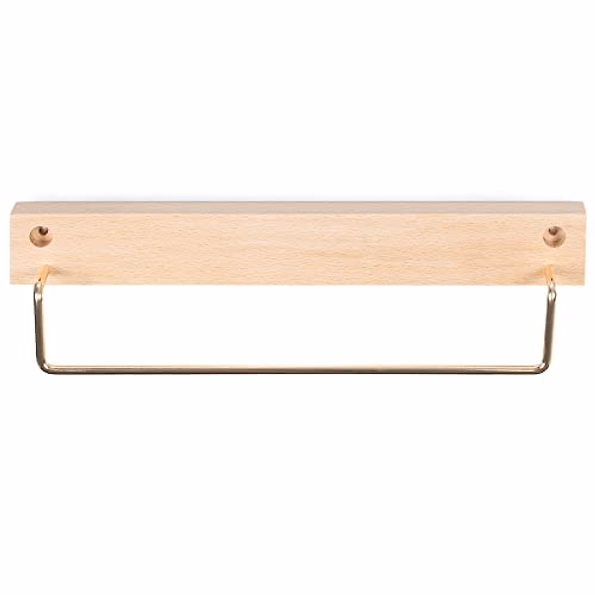 Navaris Hand Towel Holder - Wall Mounted Wood and Copper Rail for Holding Hand Towels - 11-3/4" Wooden Rack Small Metal Hang Bar for Bathroom Kitchen