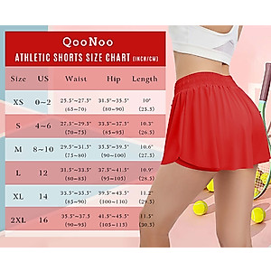 QooNoo 2 in 1 Athletic Shorts for Women Flowy Running Butterfly Shorts with Pockets High Elastic Gym Shorts Workout Tennis Skorts (Red,Small)