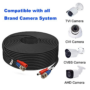 BNC Cable 200ft 4 Pack Aimyzii BNC Video Power Cable,Security Camera Cable for CCTV Camera DVR Security Systems(Included 8X BNC Adapters,100 Pcs Cable Clips)-Black